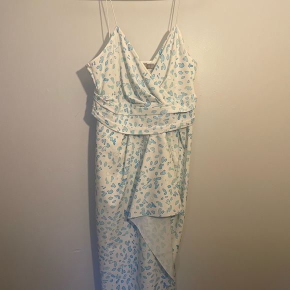 ASOS | Dresses | Ultra Fem Asos Blue And White Ruffled Dress 2 Nwt ...